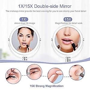 CLSEVXY Vanity Mirror Makeup Mirror with Stand, 1X/15X Magnification Double Sided 360 Degree Swivel Magnifying Mirror, 6.25 Inch Portable Table Desk Counter top Mirror Bathroom Shaving Mirror