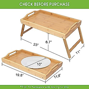 Bed Tray Table with Folding Legs,Serving Breakfast in Bed or Use As a TV Table, Laptop Computer Tray, Snack Tray