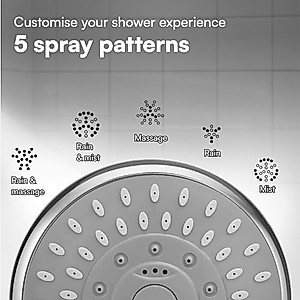H&S Universal Handheld Shower Head with High and Low Water Pressure - Hand Showerhead with 5 Different Spray Modes - Powerful Chrome Replacement - Also for RV or Camper