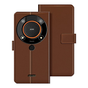 MILEGAO for AGM Glory Qualcomm 5G Case, Premium Magnetic PU Leather Cover with Card Holder and Kickstand, Fashion Flip Case for AGM Glory Pro 5G 6.53 inches Brown