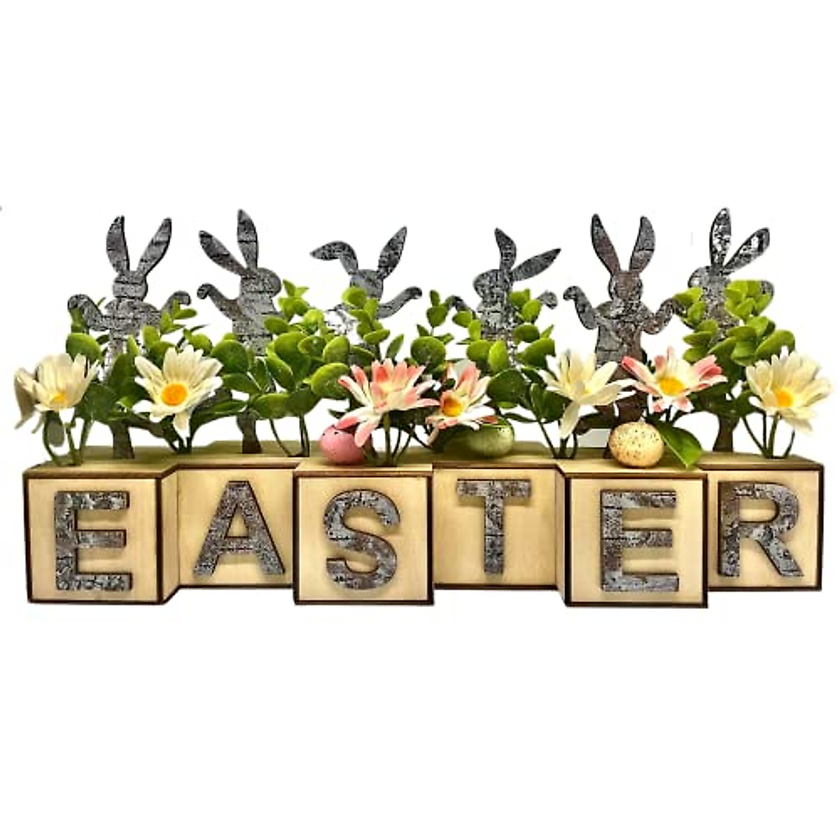 AXI Easter Centerpiece, Easter Decorations for The Home, Bunny Decor, Indoor Use Only, 15x8 Unique Handmade Centerpiece, Nice Spring Gift