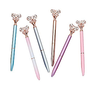 STOBOK Creative Ballpoint Pens Diamond Butterfly Roller Ball Pens for Student School Office,Pack of 6