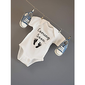 Coming Soon. Baby Feet Announcement Baby Bodysuit One Piece Romper (Newborn, White)