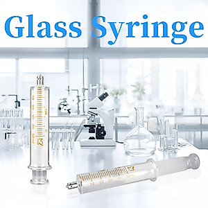 Gufastoe 1 Pack Glass Syringes with Caps 50cc/ml for Lab Laboratory