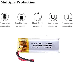 Liter 3.7V 380mAh 601148 Lipo Battery Rechargeable Lithium Polymer ion Battery Pack with Two Lines