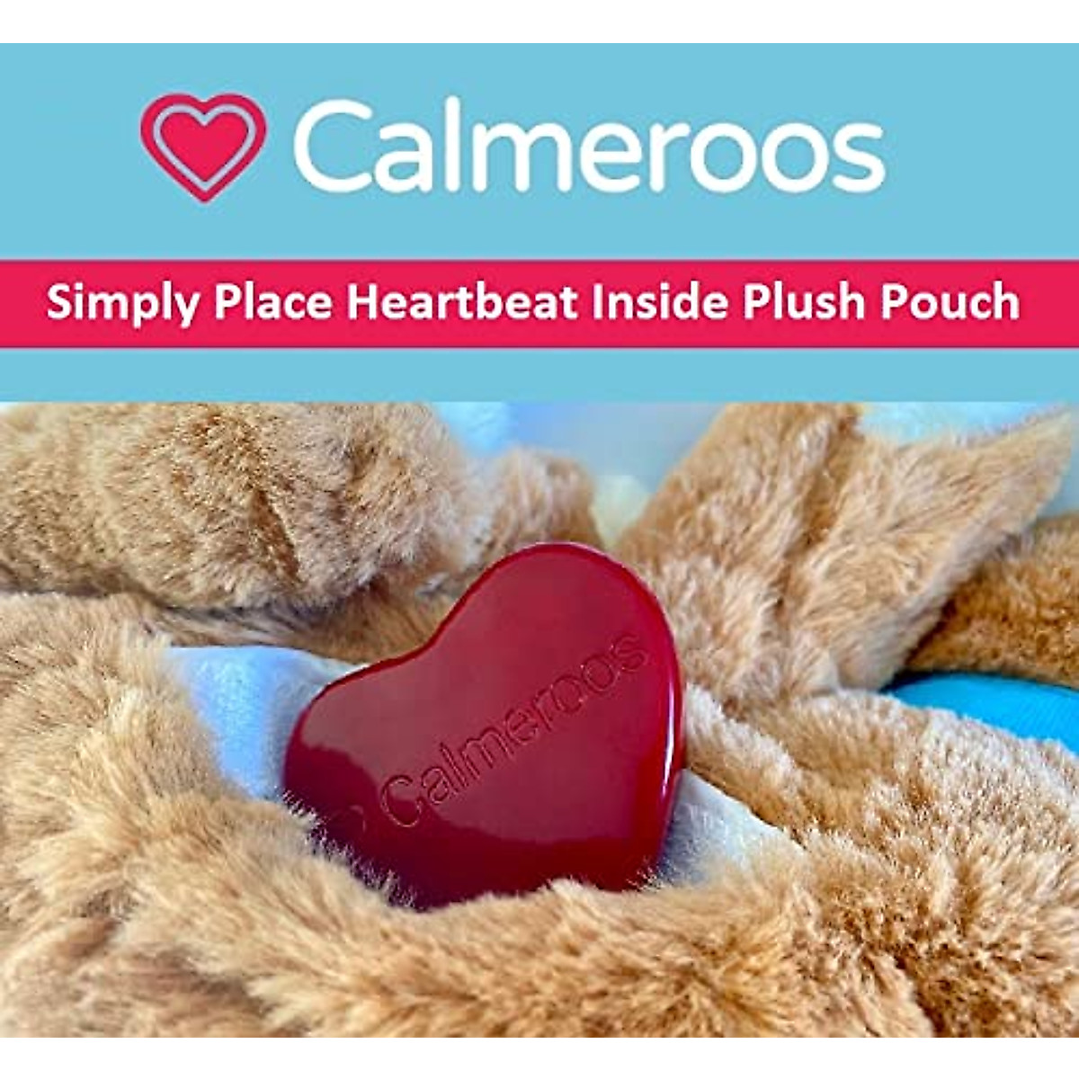 Calmeroos Puppy Heartbeat Toys Calming Separation Anxiety Relief Toys for Dogs Heartbeat Simulator in a Soft Comforting Pillow Pet Plush