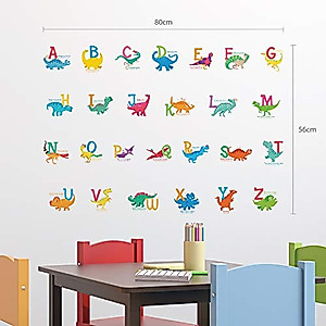 DECOWALL DS-8033 A-Z Dinosaur Alphabet (Small) Kids Wall Stickers Decals Peel and Stick Removable for Nursery Bedroom Living Room Art murals Decorations