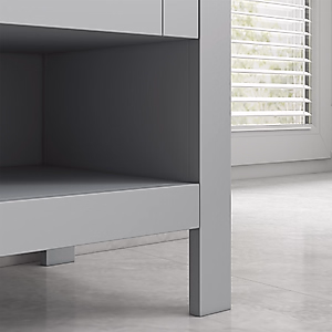 kleankin Pedestal Sink Storage Cabinet, Under Sink Cabinet, Bathroom Vanity Cabinet with Adjustable Shelf and Open Bottom Shelf, Gray