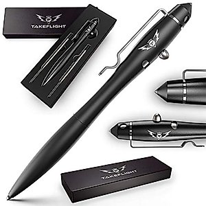 Tactical Pen Bolt Action Pen - EDC Pen for Self Defense for Women or Men - Black Pen Gadgets for Men, Fathers Day Gift from Daughter or Son | Christmas Stocking Stuffer or Husband Gifts from Wife