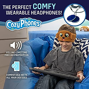 CozyPhones Kids Headphones, Headband Earphones for Children Baby & Toddlers 1-3, Stretchy & Comfy Travel Accessories - Brown Puppy Dog