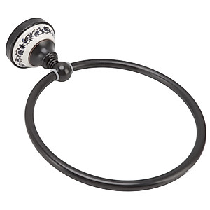 VTOSEN Towel Ring Holder in Antique Brass with Porcelain Accents,Bathroom Wall Mount for Towels and Washcloths