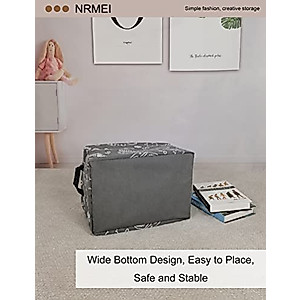 NRMEI Rectangle Storage Bin Toy Organizer Foldable Waterproof Coating Nursery Hamper for Living Room Bedroom and Clothes Toys(Rec Line Dinosaur)