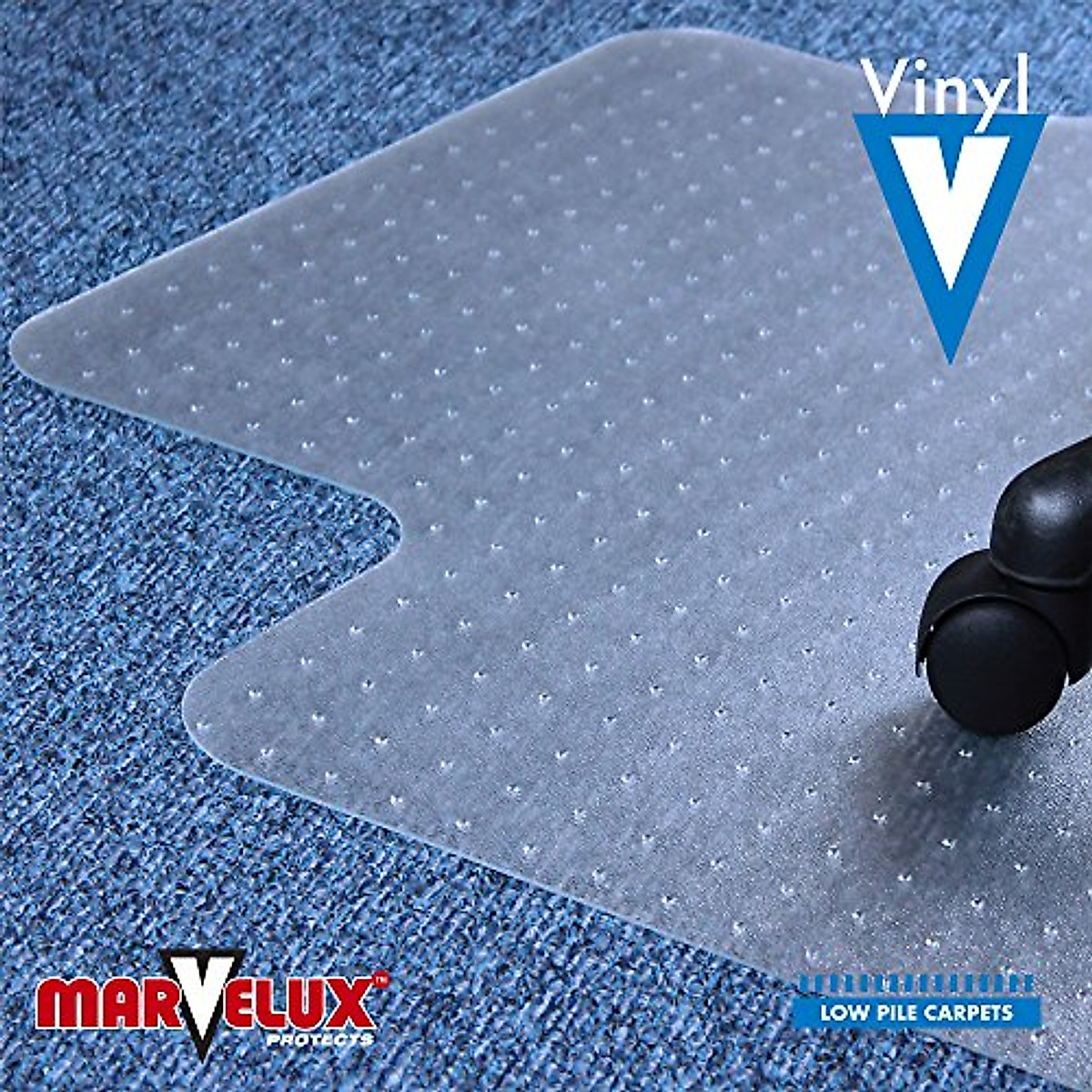 Marvelux Vinyl (PVC) Office Chair Mat for Very Low Pile Carpeted Floors 45" x 53" | Transparent Carpet Protector with Lip | Multiple Sizes