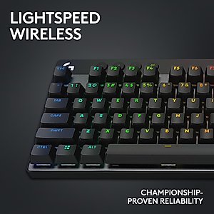 Logitech G PRO X TKL LIGHTSPEED Wireless Gaming Keyboard, Ultra-Portable Tenkeyless Design, LIGHTSYNC RGB, PBT keycaps, Linear Switches (GX Red) - Black
