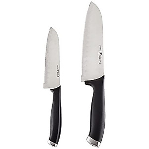 HENCKELS Silvercap Razor-Sharp 2-Piece Knife Set, Santoku Knife 5 Inch, Santoku Knife 7 Inch , German Engineered Informed by 100+ Years of Mastery, Black