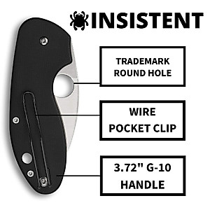 Spyderco Insistent Value Knife with 2.47" Stainless Steel Blade and Durable Black G-10 Handle - PlainEdge - C246GP