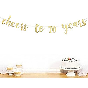 Cheers to 70 Years Banner - 70th birthday banner，happy 70th birthday banner,70th anniversary banner,70th birthday banner for men/women,70 Party Decorations banner