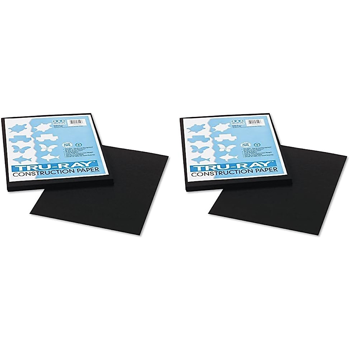 Pacon Tru-Ray Heavyweight Construction Paper, Black, 9" x 12", 50 Sheets, Sulphite Construction Paper (Pack of 2)