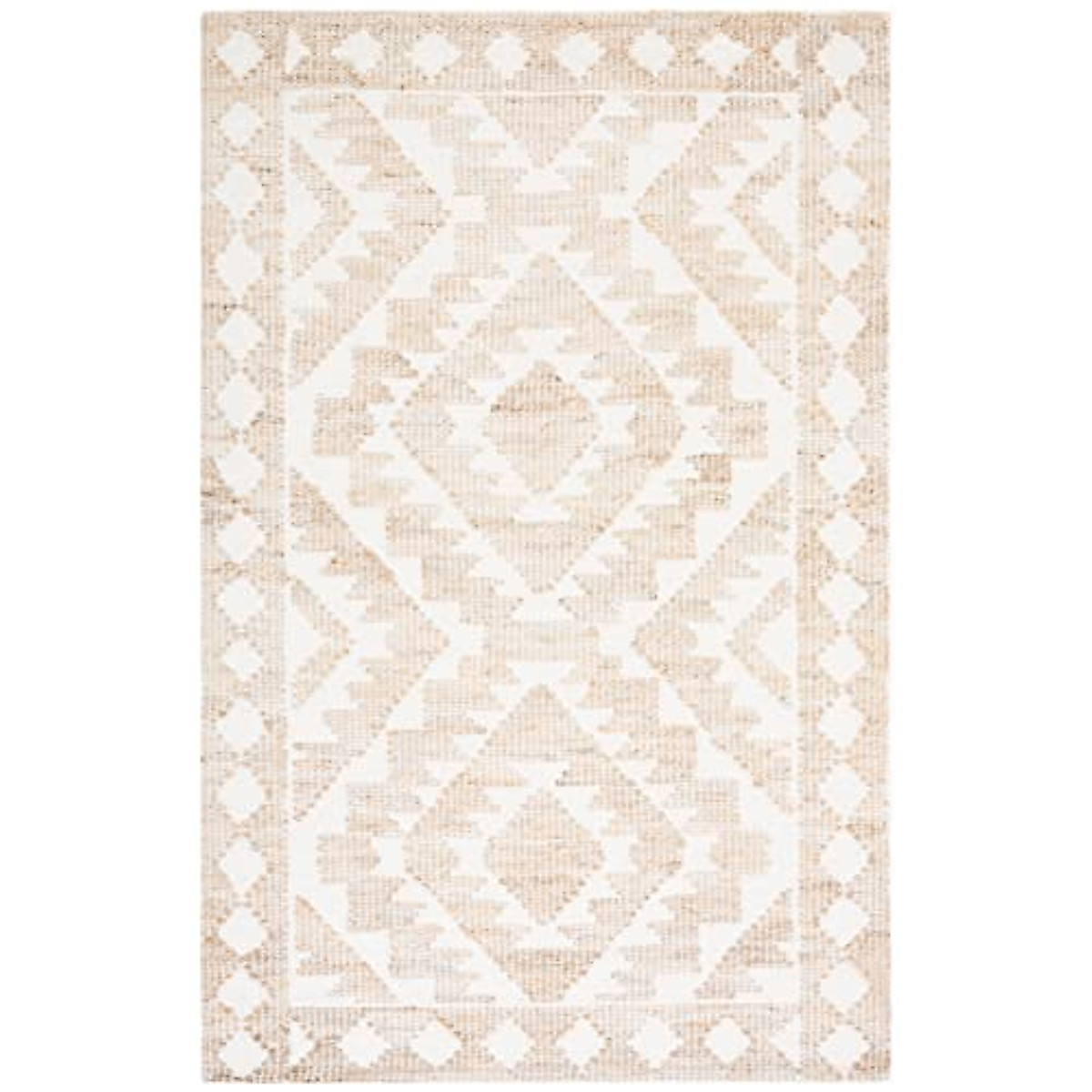 Safavieh Natural Fiber Collection Accent Rug - 3' x 5', Ivory & Natural, Handmade Rustic Farmhouse Boho Jute & Wool, Ideal for High Traffic Areas in Entryway, Living Room, Bedroom (NF512A)
