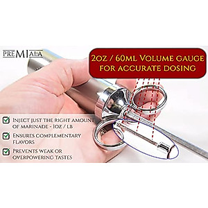 Premiala Awesome Meat Injector - The Original Turkey Injector Creates The Juiciest Turkey and BBQ Ever! 3 Needles + Cleaning Brushes + 100% Food-Grade Materials = Guaranteed to Keep Your Family Safe!