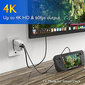 Mirabox 65W Portable Dock Charger for Nintendo Switch, Compatible with Switch OLED/Steam Deck/ROG Ally/Samsung Dex/iPad/MacBook, 4K 60Hz USB C TV Docking Station, Support Charging and HDMI Output