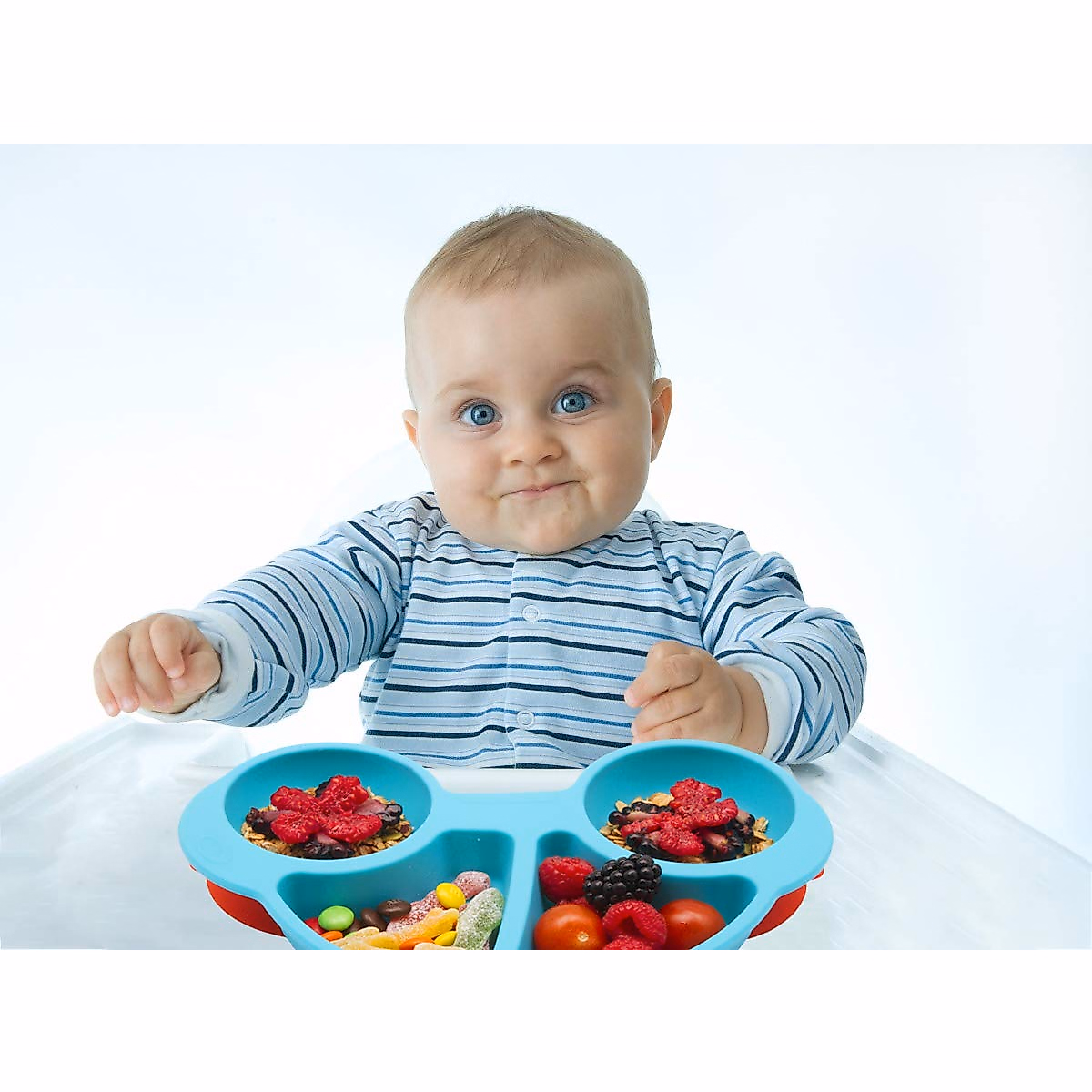 Qshare Toddler Plates, Portable Baby Plates for Toddlers, BPA-Free Strong Suction Plates for Toddlers, Dishwasher and Microwave Safe Silicone Placemat 10x7x1''
