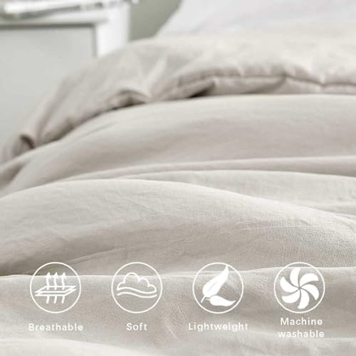 Beige Boho Comforter King Size, 3 Piece Soft Light Khaki Modern Bedding Set & Collections, Lightweight All Season Bed Quilt Blanket with 2 Pillow Shams for Women Men