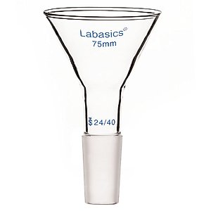 Labasics Glass Short Stem Powder Funnel with 75 mm Top Outer Dimension and 24/40 Inner Joint Filter Funnel Glass Funnel (OD 75mm)