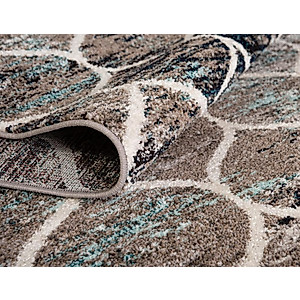 Unique Loom Trellis Frieze Collection Area Rug - Rounded (8' x 10', Blue Multi/ Ivory)