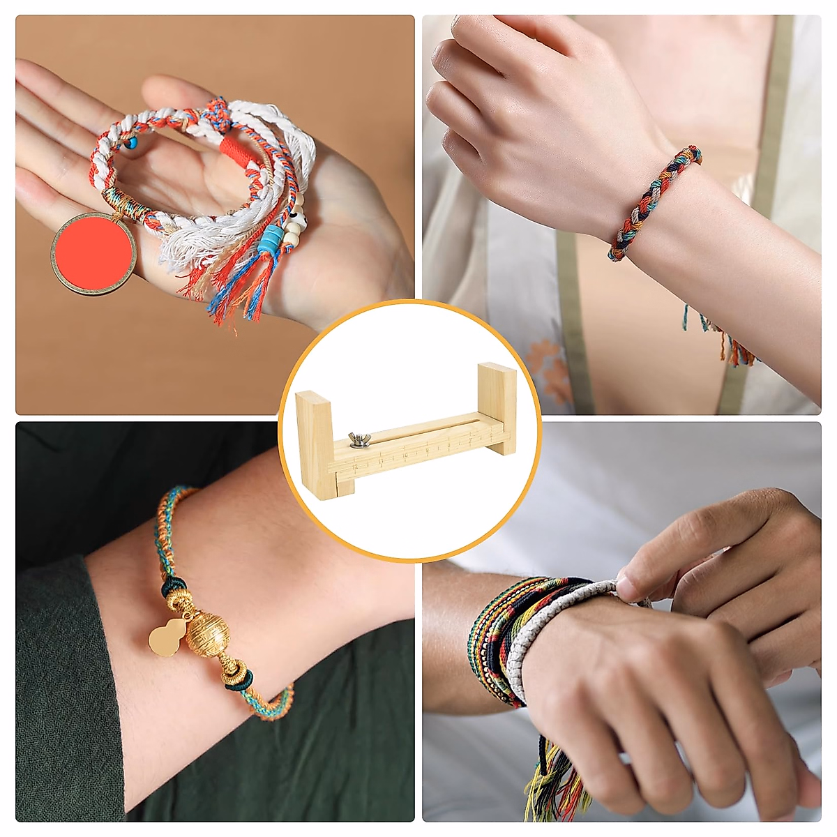 JOCAHULFX Wood Bracelet Maker Kit - U Shape Clear Scale Bracelet Jig with 2 Clamp, Paracord Jig DIY Hand Knitting Tool, Free Size Length