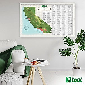 Golf Maps USA California State Golf Scratch Map with 278 Courses - Scratch-Off Golf Print with Eye-Catching Red Flags - Golfing Wall Decor - Unique Poster Gift for Golfers (Updated June 2023)