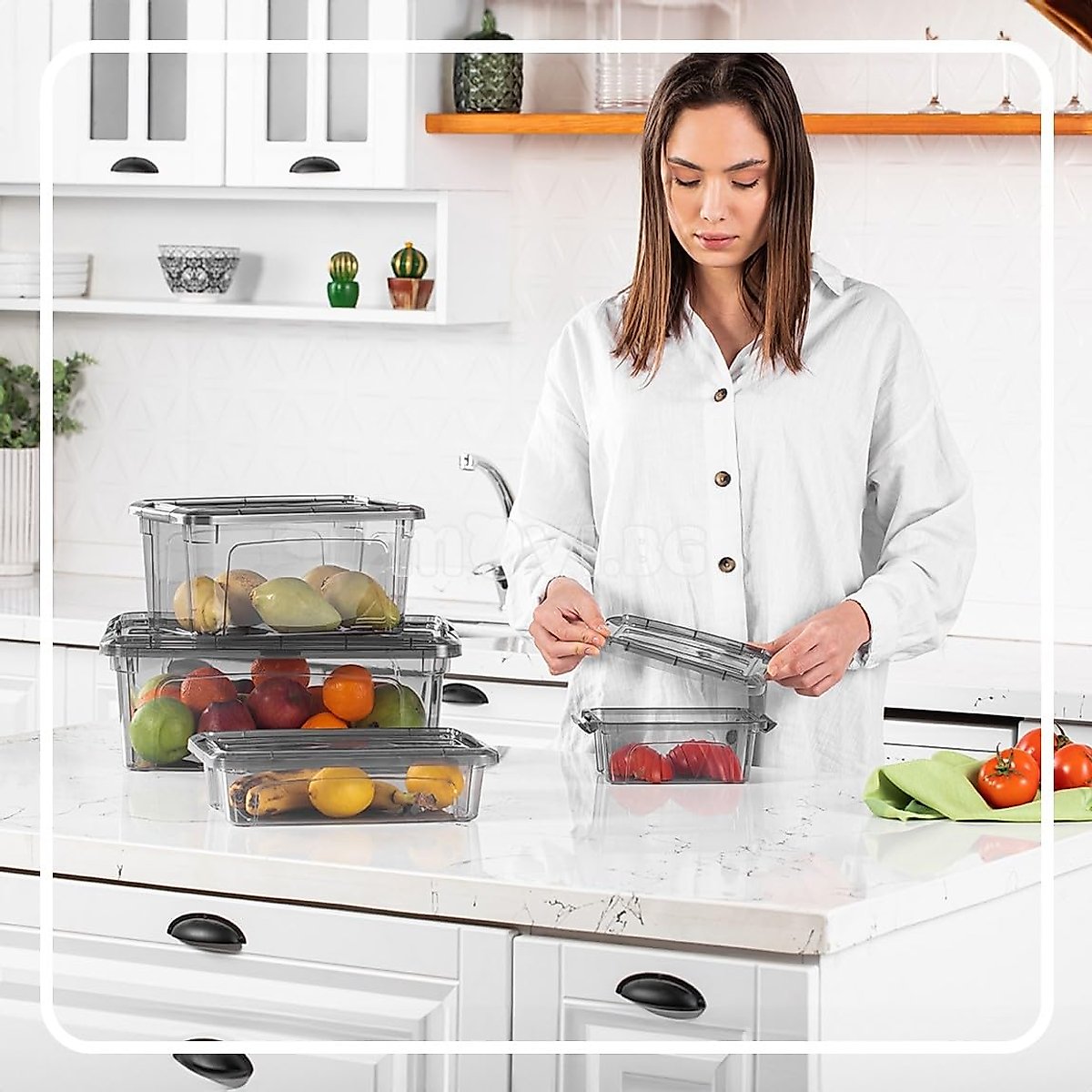 Tribello 12.5 Quart Storage Bins with Lids, Plastic Storage Containers with Latching Lids For Organizing - Tinted - (15.5’ x 12” x 6”) - Set of 2 - Made in EU