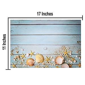 Gift Boutique Disposable Beach Seashell Starfish Paper Mat 50 Pack 11" x 17" Rectangle Summer Nautical Coated Placemat for Blue Sky Ocean Seaside Sand Wood Coastal Table Mat Dinner Party Décor