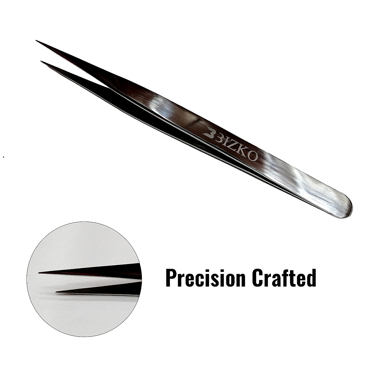 BIZKO Stainless Steel Volume Lash Tweezers Set eyelash Tweezers Precision Eyelash Extension Supplies Professional Eyelash Extension Tweezers Set Eyelash Tweezers for Extensions (Straight & Curved Tip)