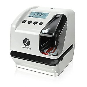 Lathem LT5000 Electronic Multi-Line Time, Date and Numbering Document Stamp, Can Be Wall Mounted (Screws Included) (LT5000) Clear, Gray 7.1" x 6.1" x 7"