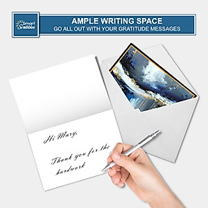 smart scribbles 48 Blank Cards - 4x6” Assorted Note Cards, Elegant Blue and Gold Abstract Greeting Cards, Thank You Cards Assortment with Envelopes