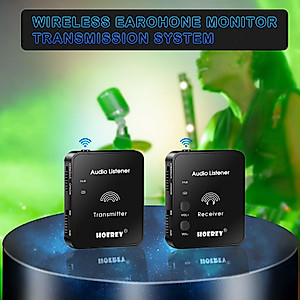 Hoerev Wireless in Ear Monitor System Studio Equipment Professional System Transmitter Guitar System with Rechargeable Battery for Studio Band Rehearsal Live Performance Camera Record