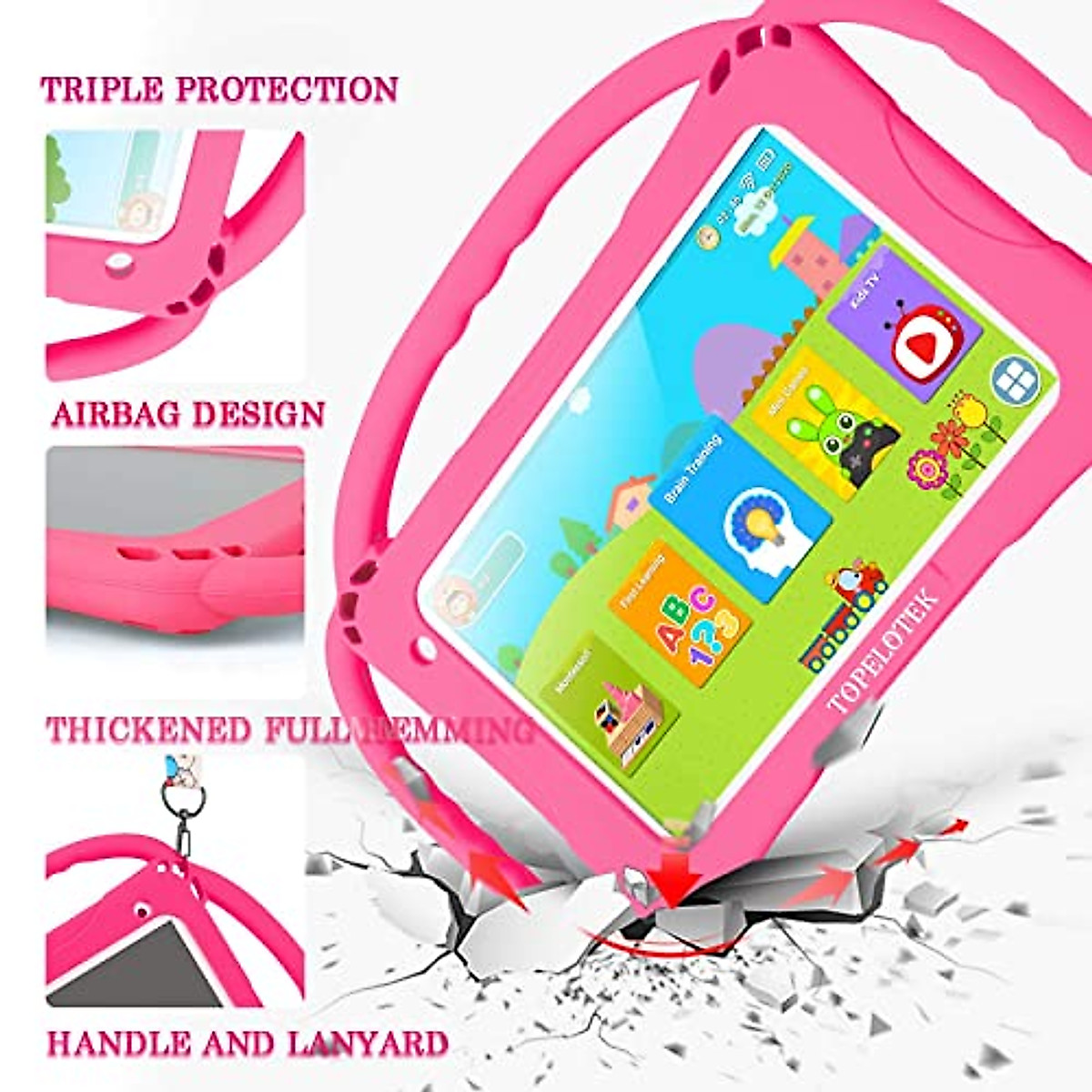 Kids Tablet 7 inch Toddler Tablet for Kids Android Kids tablet for toddlers WiFi Kids Tablets for kids 32GB Children's Educational APP Installed YouTube Netflix Parental Control Kid-Proof Case (Red)