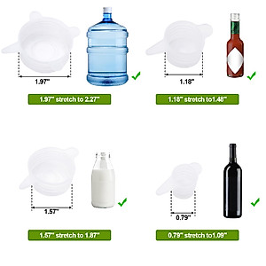 MingQiEven Silicone Stretch Lids,Reusable Silicone Seal lid,Suitable for Small Size Bottle Lid(12 Pack)