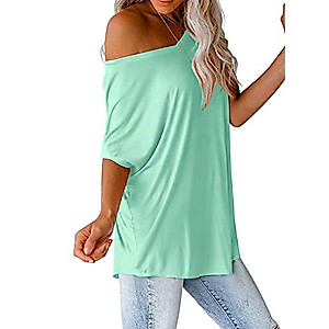 T Shirts Women Short Sleeve Casual Summer Tops Oversized Green L