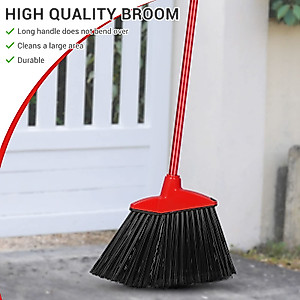 WILLBOND 20 Pcs Heavy Duty Broom Outdoor Indoor Commercial Angle Brooms Bulk for Courtyard Garage Lobby Mall Market Floor Home Kitchen Room Office Pet Hair Rubbish 54 Inch (Red)