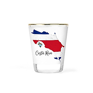 Costa Rica Shot Glass - Costa Rica Flag - Tico Shot Glass - Tica Glass - Costa Rican Gift - Costa Rica Map Outline Glass Active