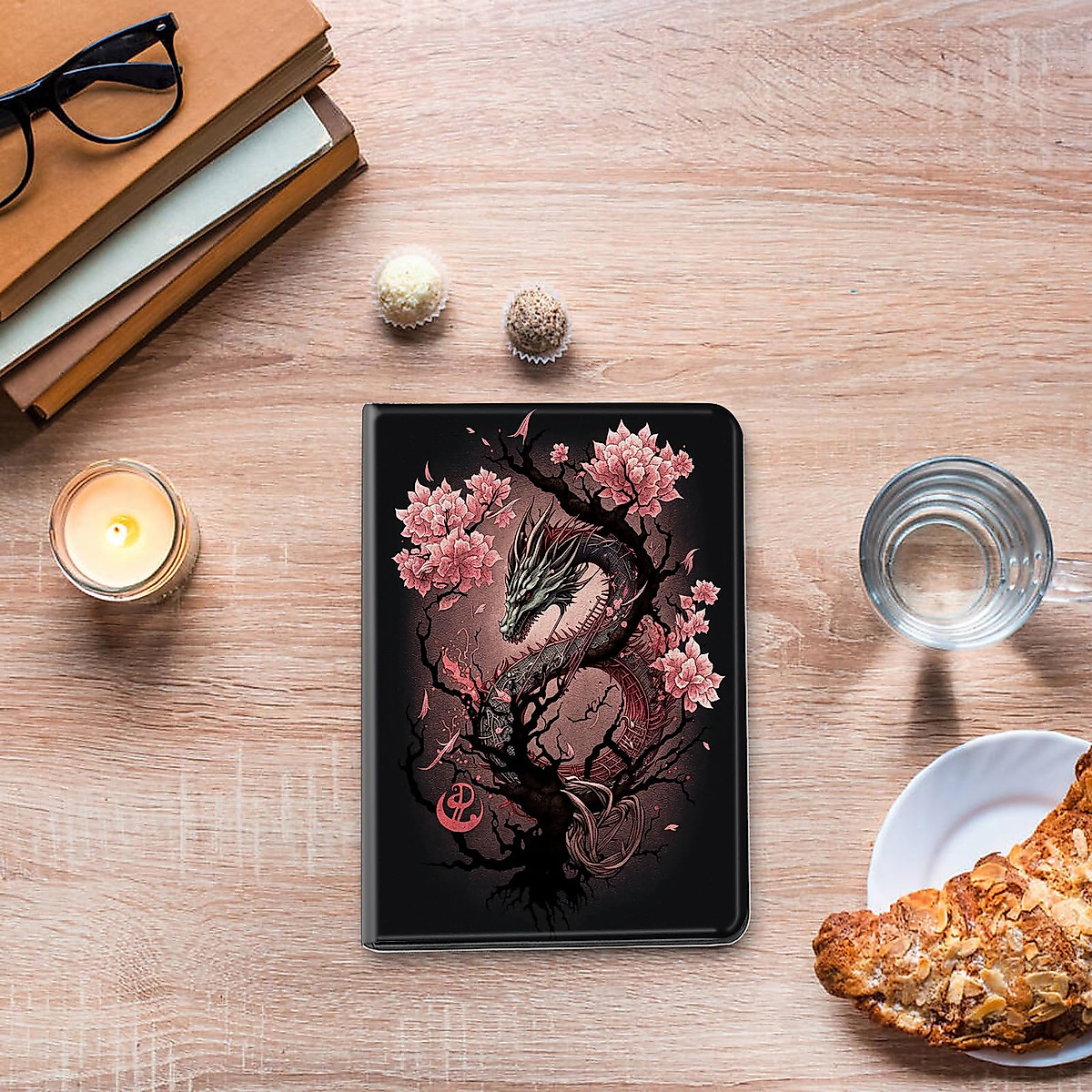 Case for Samsung Galaxy Tab S8 11 inch 2022 /Tab S7 2020, Slim PU Leather Multi-Angle Smart Folio Stand Cover with Auto Wake Sleep, Cherry Blossom Dragon