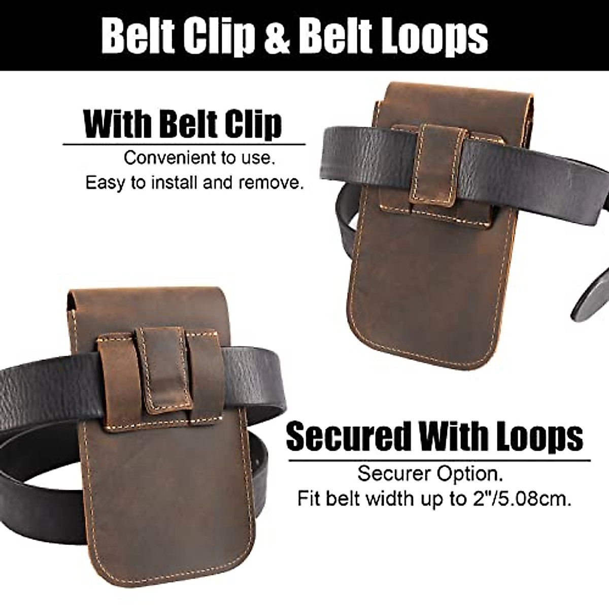 Topstache Leather Phone Holster,Samsung S22 Plus Belt Holder, Case for Belt,Universal Phone Pouch with Belt Clip for iPhone 13 Pro Max/14 Pro Max, Flip Cellphone Cases