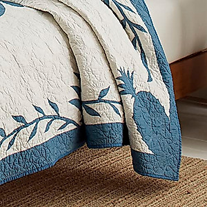 Tommy Bahama - Queen Quilt, Cotton Lightweight Bedding, Pre-Washed for Added Softness (Aloha Pineapple Blue, Queen)