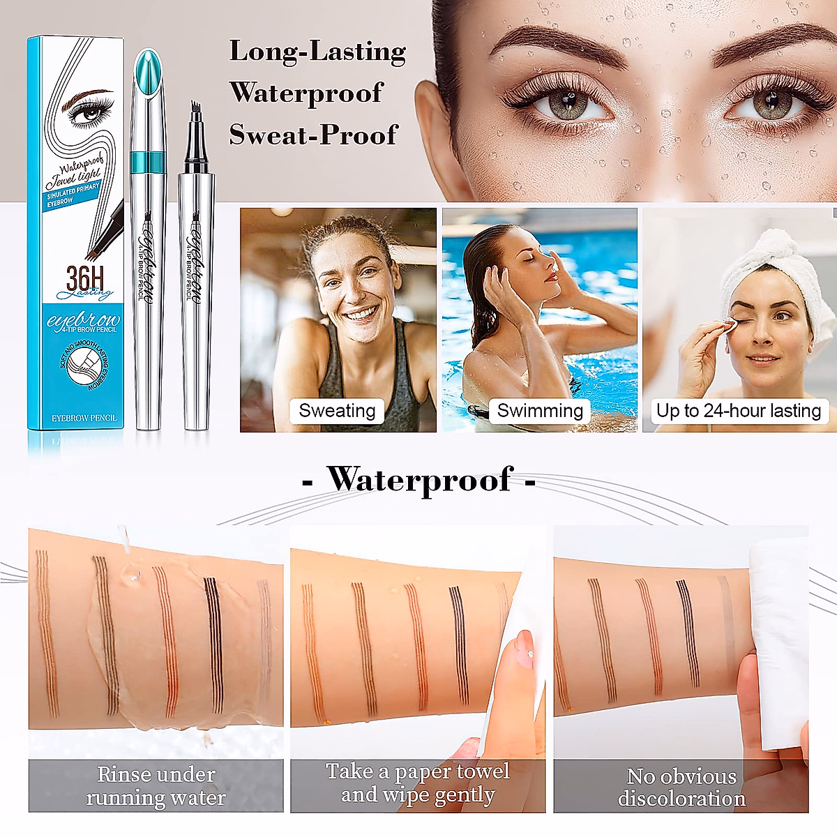 Eyebrow Pencil Eyebrow Microblading Pen - Eyebrow Pen Micro 4 Point Brow Pen Lift & Snatch Eyebrow Eye Makeup Long-Lasting Waterproof & Smudge-proof Natural Eyebrow Hair (Dark Brown)