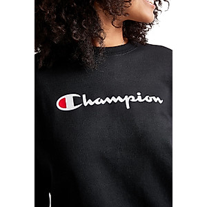 Champion Women's Sweatshirt, Powerblend, Crewneck, Sweatshirt for Women, Script (Reg. or Plus)