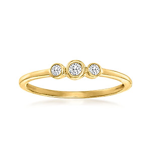 RS Pure by Ross-Simons 0.10 ct. t.w. Bezel-Set Diamond Trio Ring in 14kt Yellow Gold. Size 8