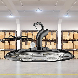 SANSI 120W UFO LED High Bay Shop Light for Garage (800W MH/HPS Eqv.), 5000K Daylight Bright 12000 Lumens for Workshop Basement Barn Factory, ETL Certified, IP65 Waterproof Non-Dimmable, 1 Pack