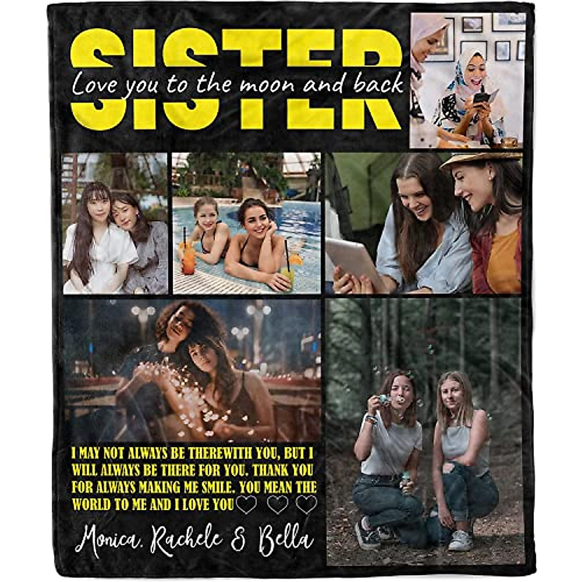 Taka Deal Customized to My Sister Blanket Soft Throw Blanket for Christmas, Birthday, Graduation, Thanksgiving & Christmas Gift. (Sister Blanket 3, 60"X80")